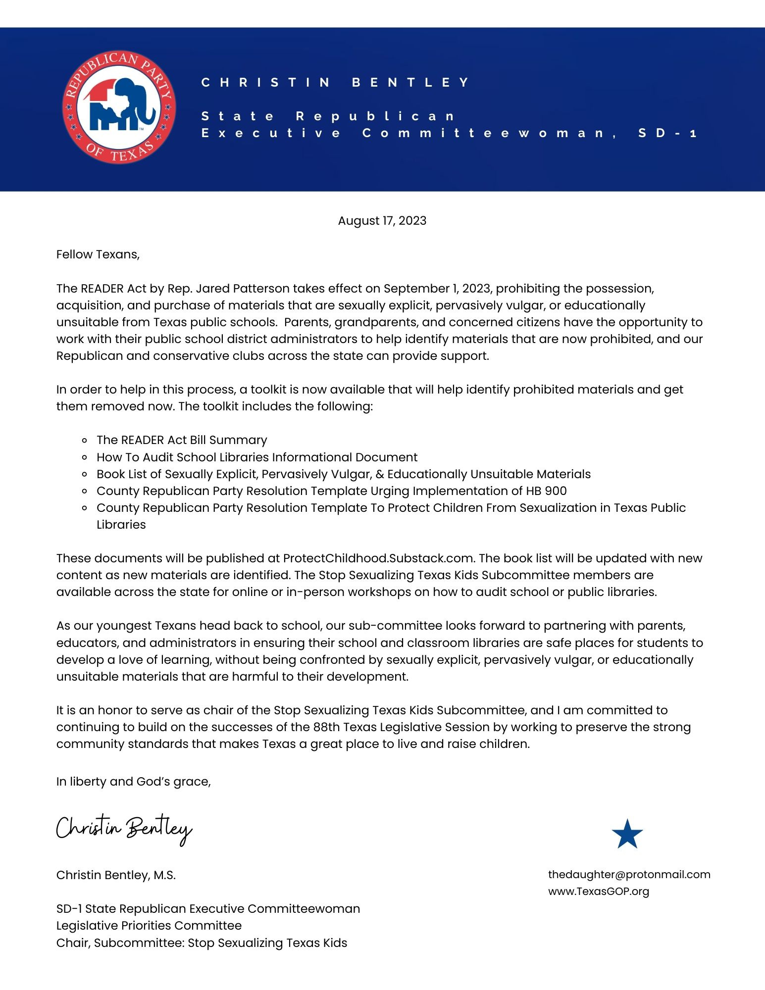 The READER Act Toolkit Announcement