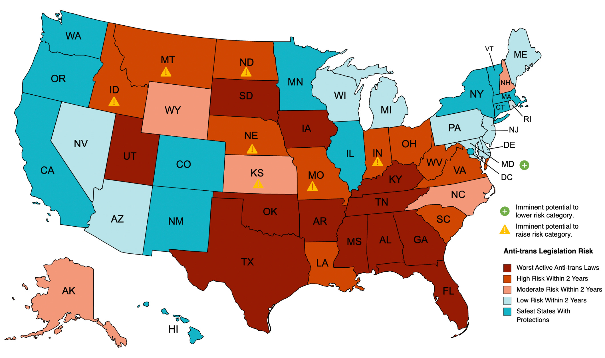 March Anti-Trans Legislative Risk Map - by Erin Reed