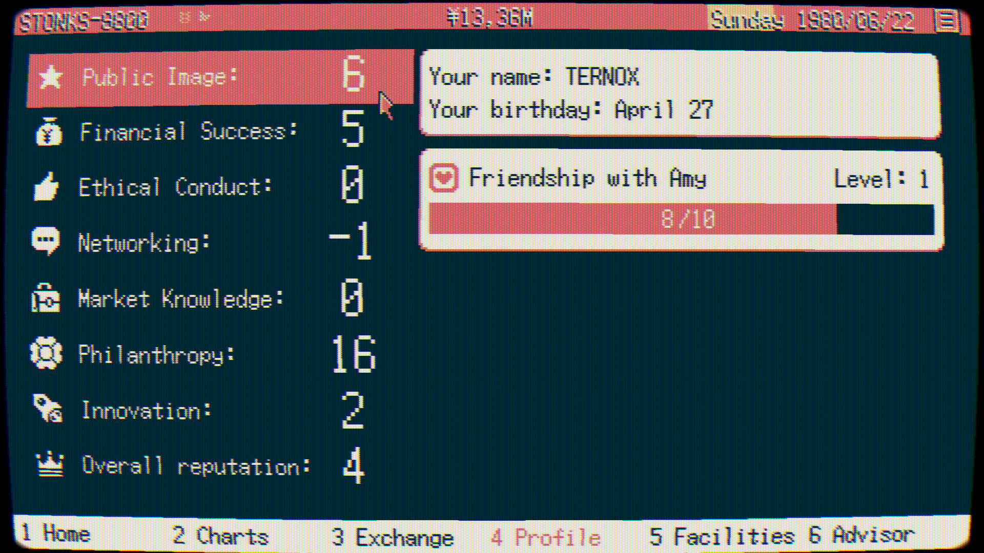 STONKS-9800 devlog #2: Reputation - Ternox Games