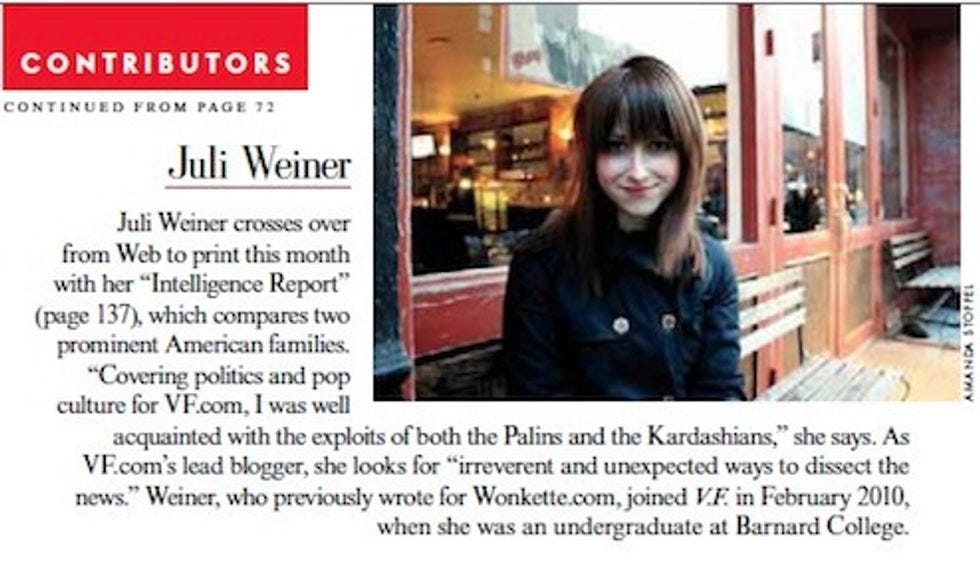 Your Beloved Former Wonkette Editor Juli Weiner Is Now In Vanity Fair ...