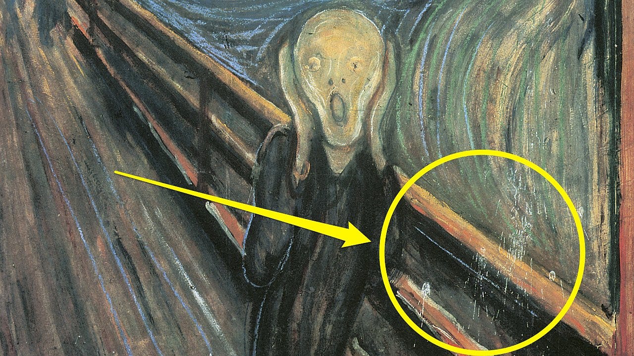 Tajemnica dziwnych plam na obrazie "Krzyk" Edvarda Muncha rozwiązana