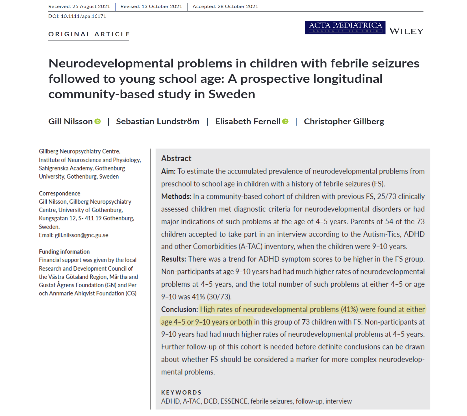 Febrile Seizures after Childhood Vaccination and the Development of ...
