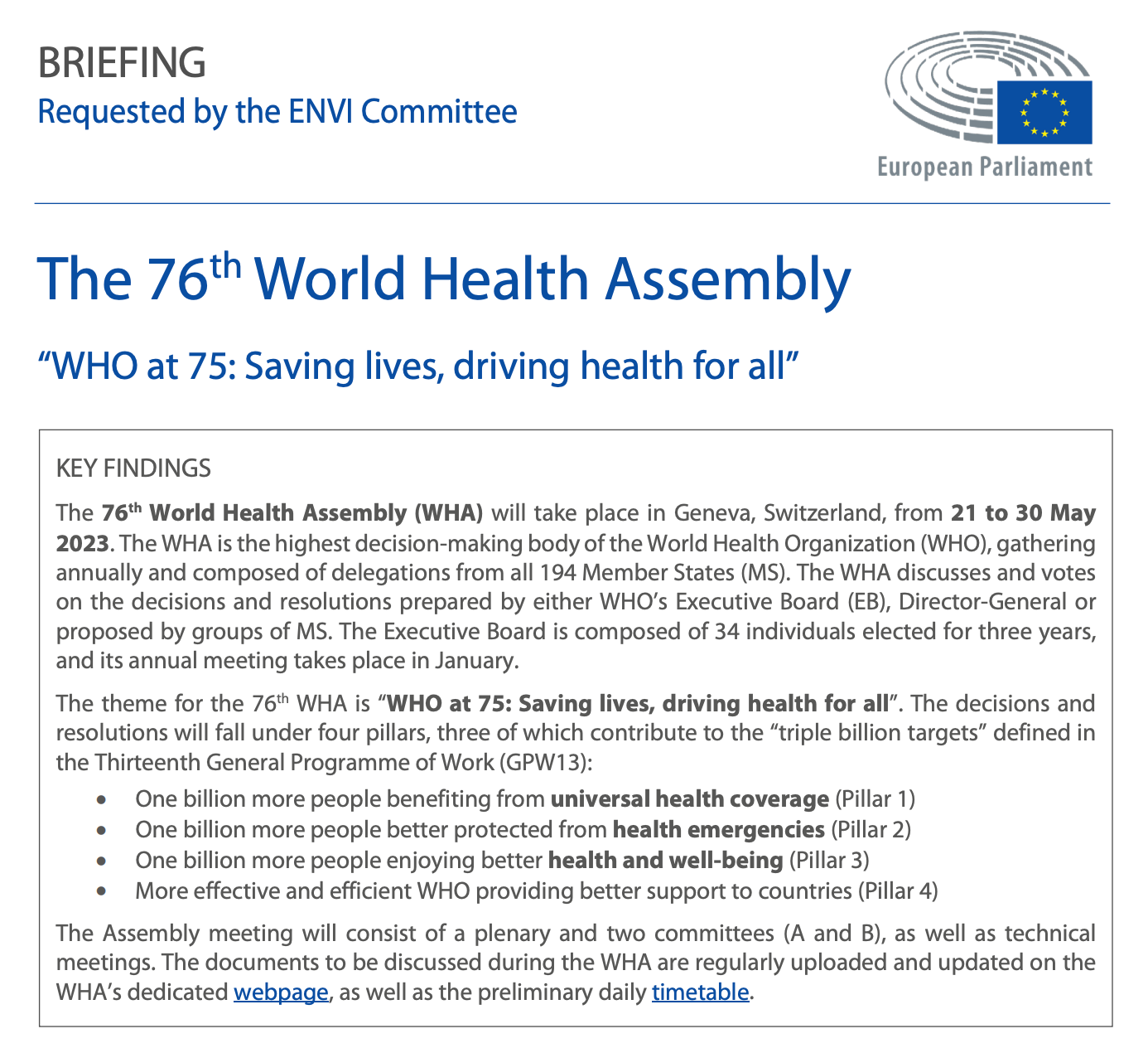 Hon. Michele Bachmann’s update from the 76th World Health Assembly in ...
