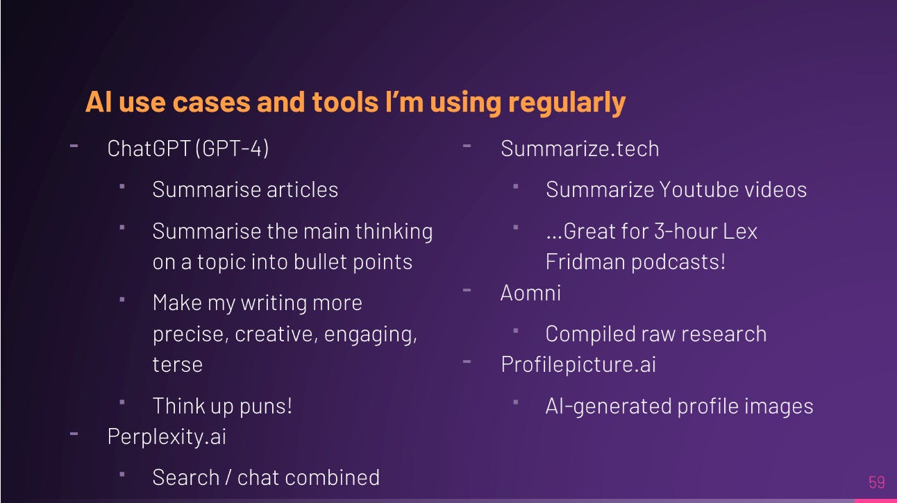 Research note: an updated list of AI use cases and tools I'm using, May ...