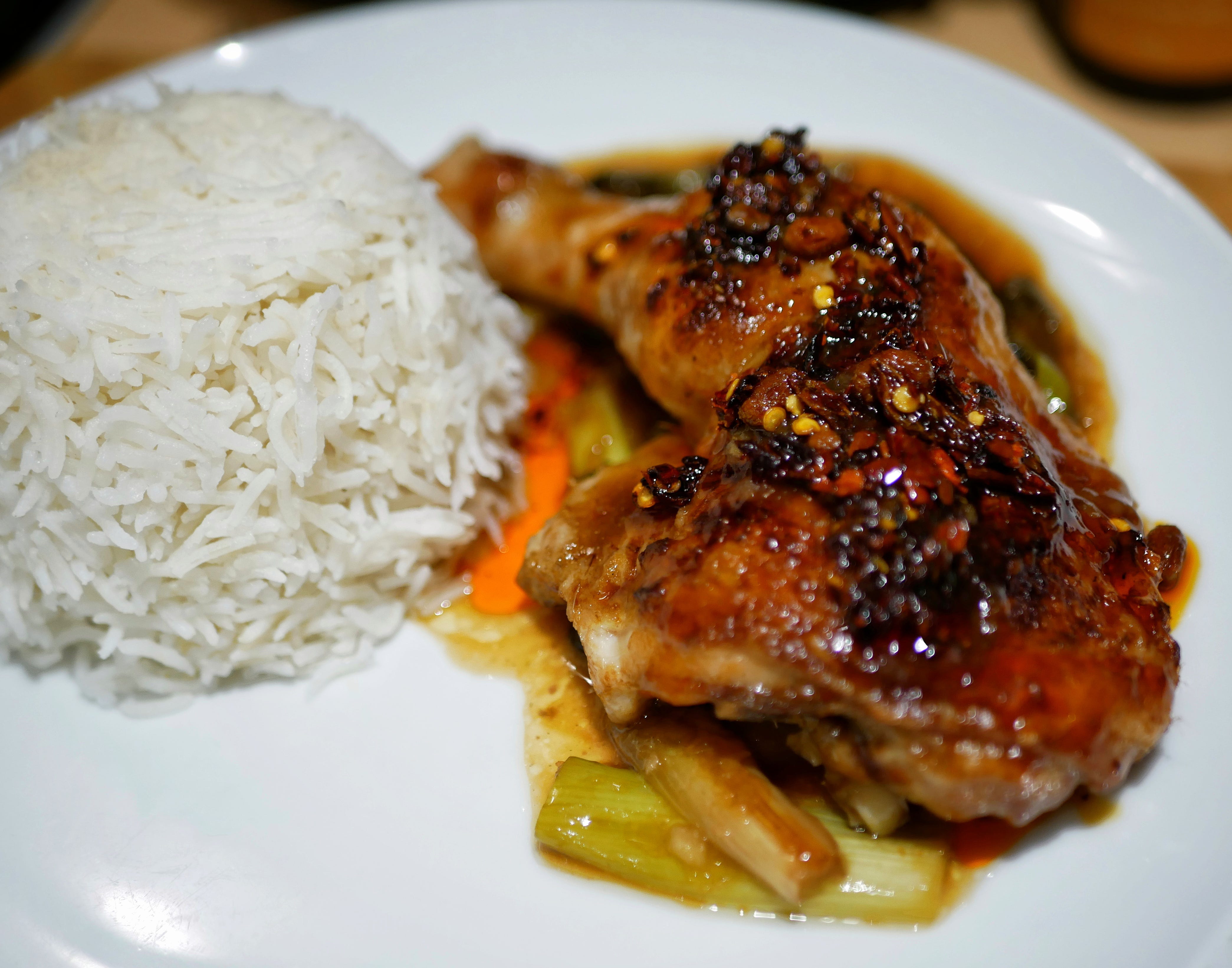 Ideas with Legs #7: Roasted Chicken Legs with Oyster Sauce and Chilli Crisp