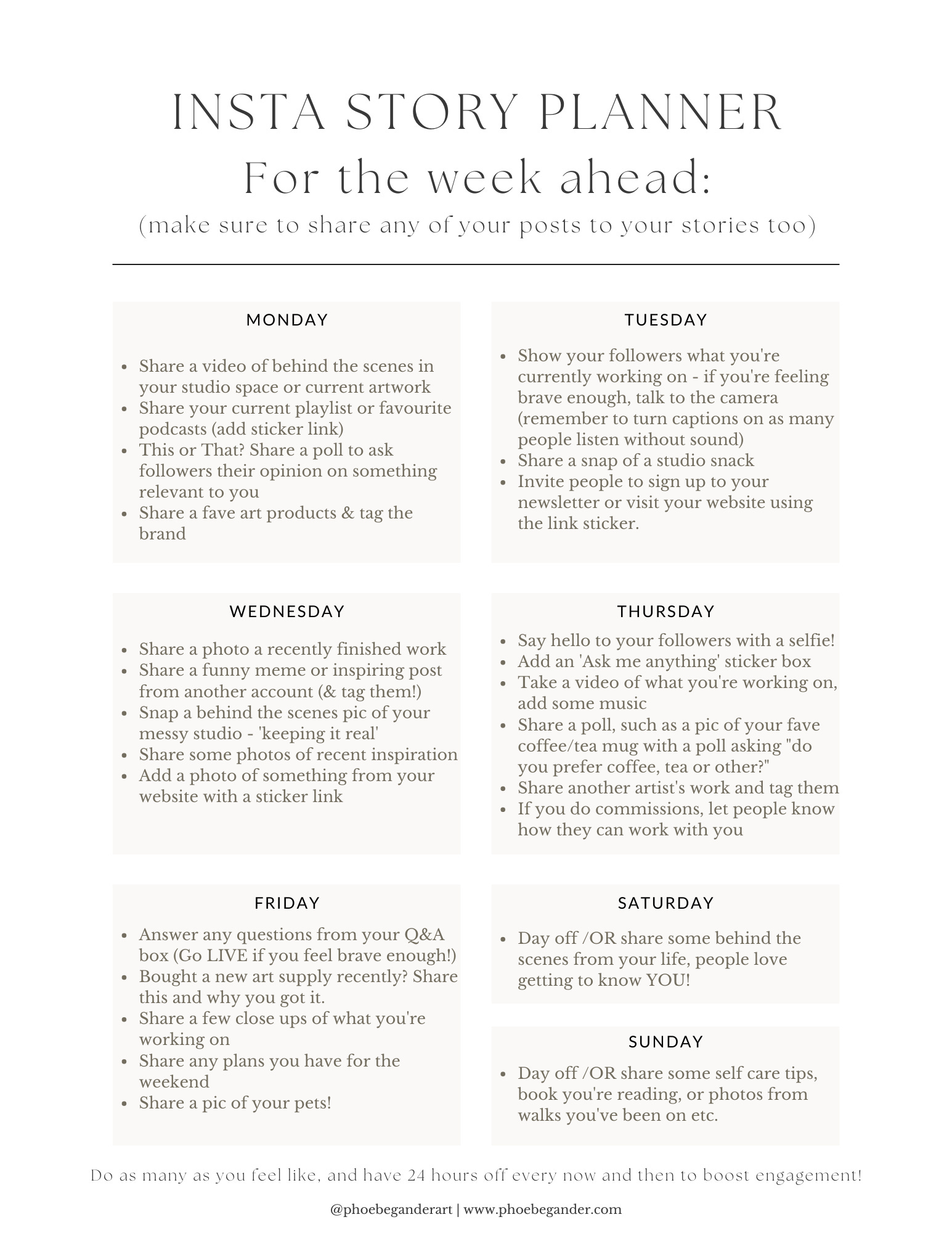 Instagram Prompts/Planner - Phoebe Gander Art