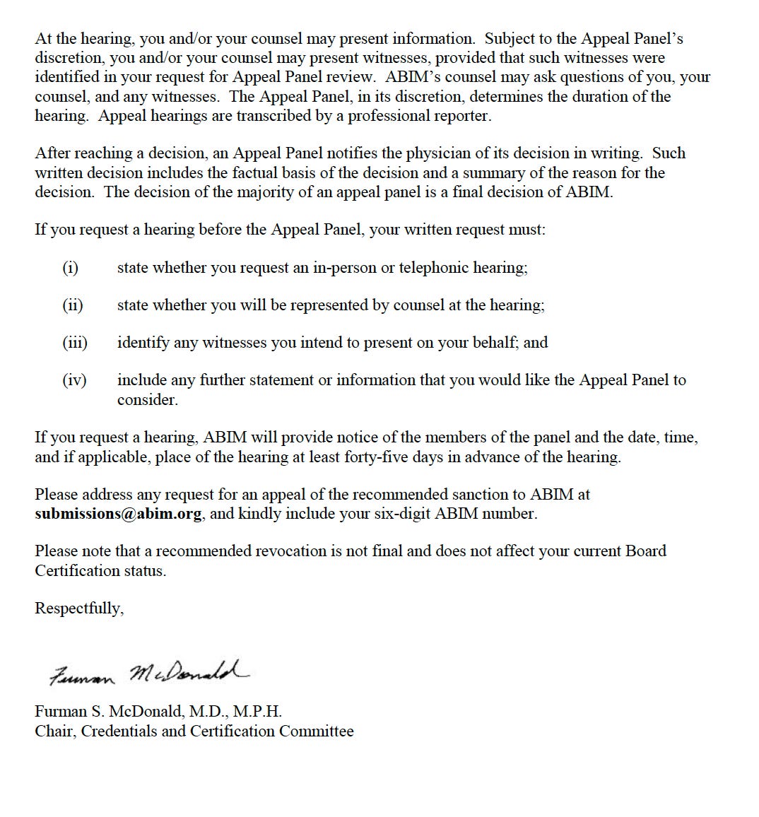 The ABIM Credentials and Certification Committee Decision To Revoke My ...
