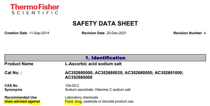 Vitamin C is GMO Corn Syrup, Mold, Chemicals, Bacteria, Bleach and More...