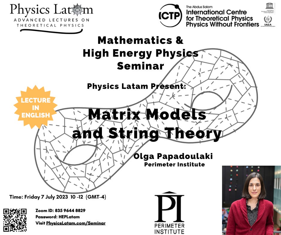 Mathematics and High Energy Physics Seminar Weekly Schedule