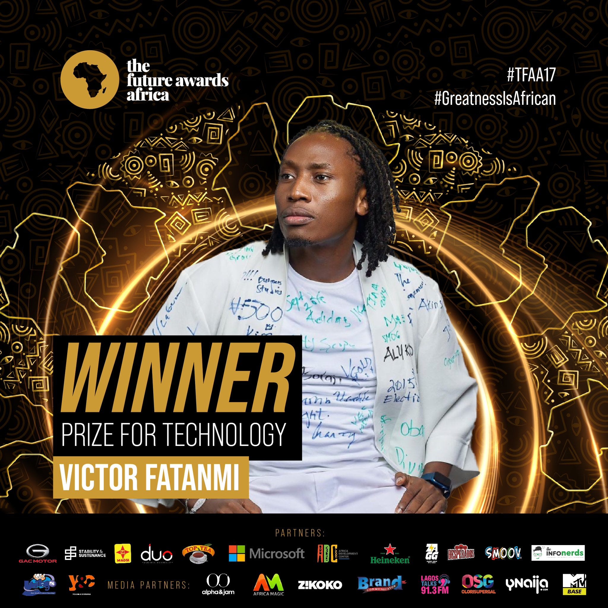 Victor Fatanmi, co-founder of brand design agency FourthCanvas, wins The Future Awards Africa ...