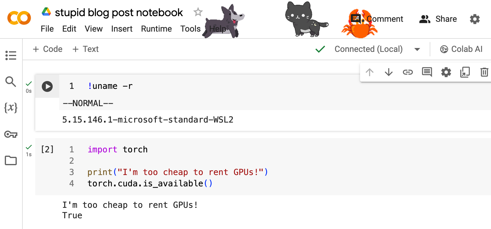 Hosting a Colab GPU runtime on Windows - Andrew Liu's Blog