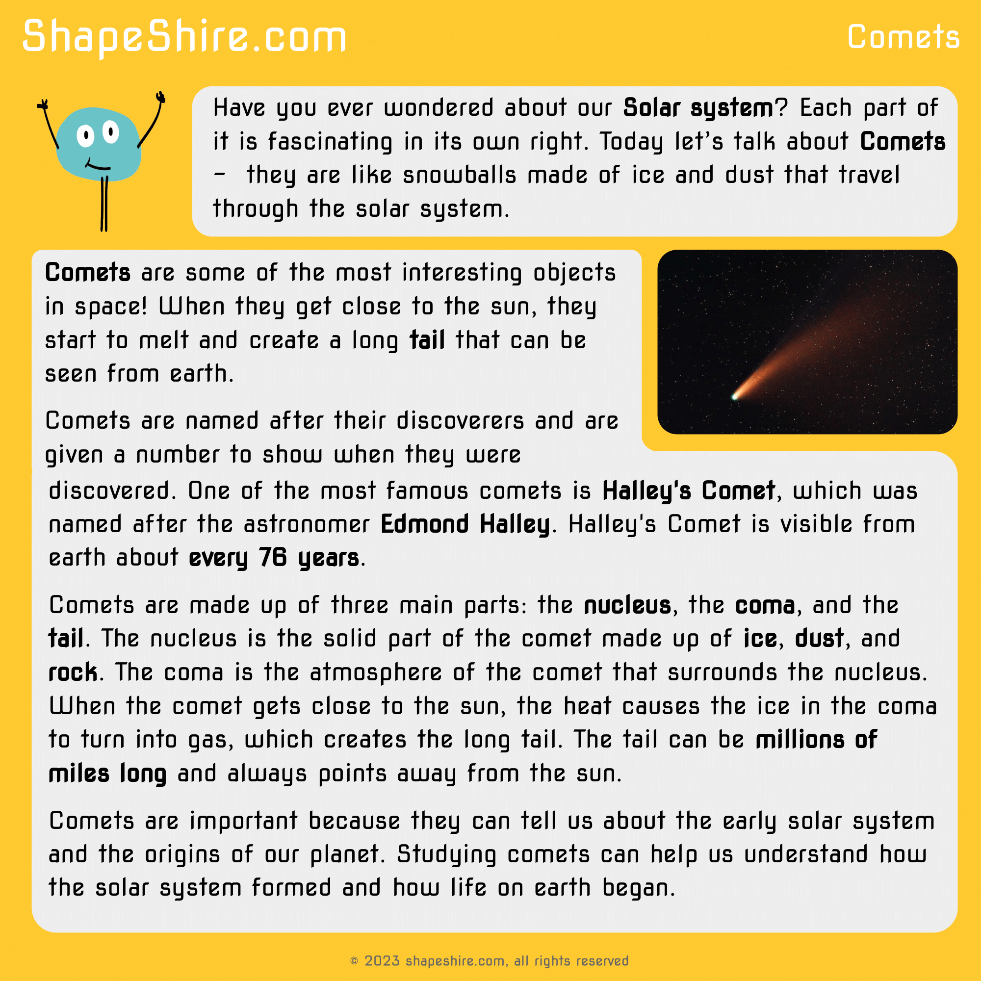ShapeShire Scholar: Solar system - comets