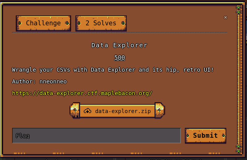 MapleCTF 2023 - Data Explorer - by Zimzi - CTFs