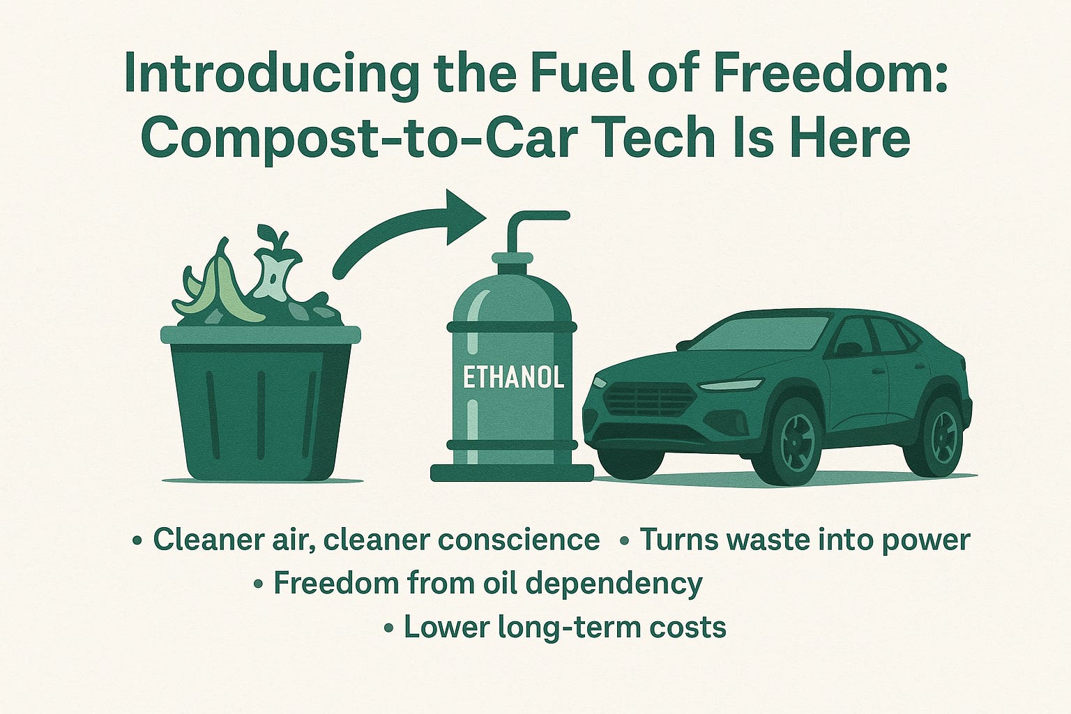🚗 Introducing the Fuel of Freedom: Compost-to-Car Tech Is Here
