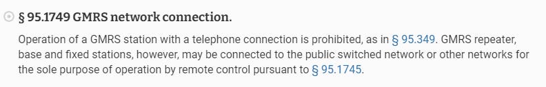 GMRS: FCC says linked repeater networks are illegal