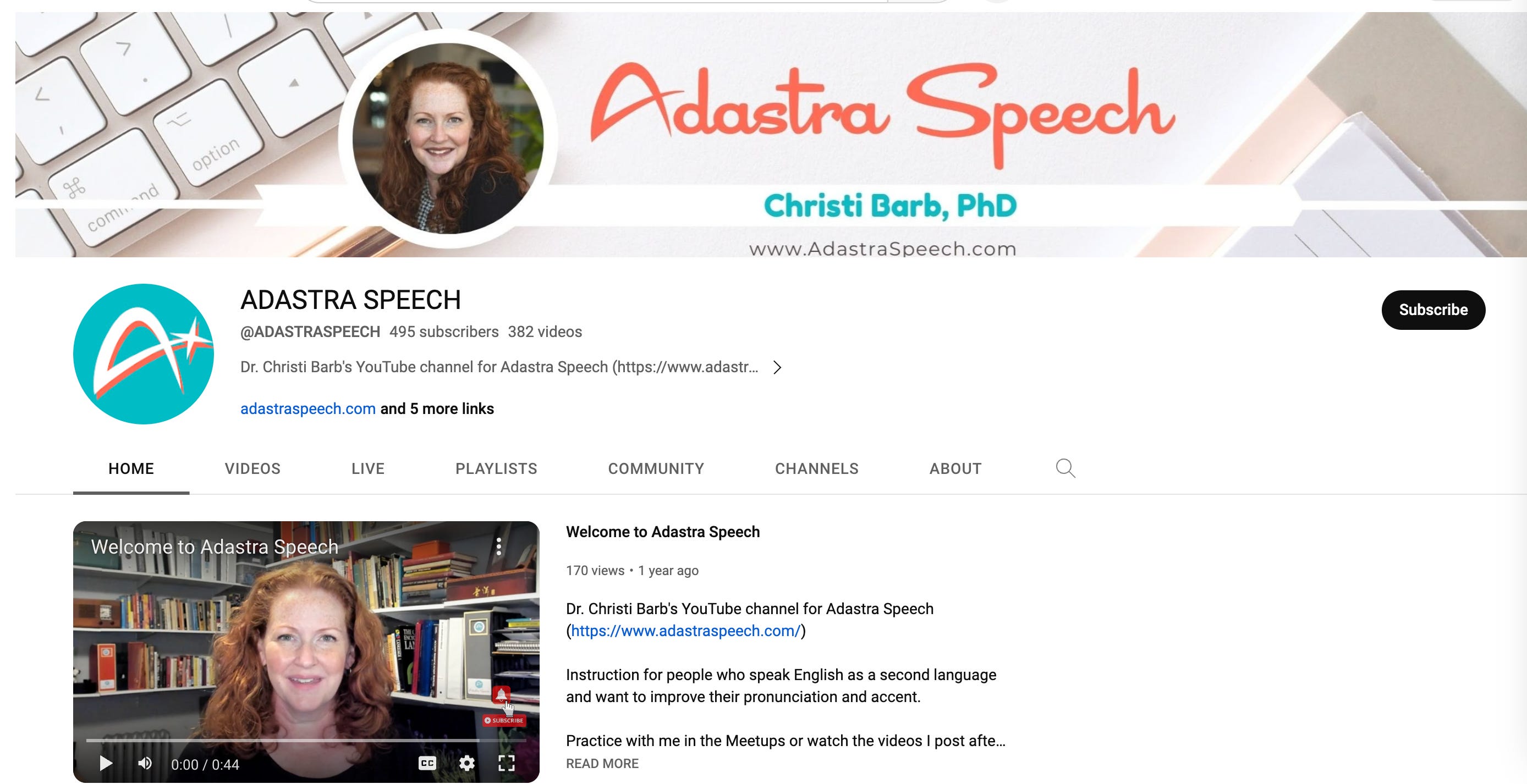 Adastra Speech on YouTube - by Christi Barb, PhD