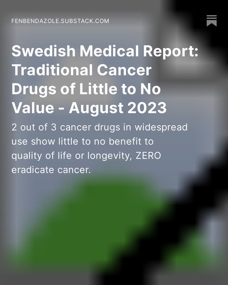 Swedish Medical Report: Traditional Cancer Drugs of Little to No Value ...