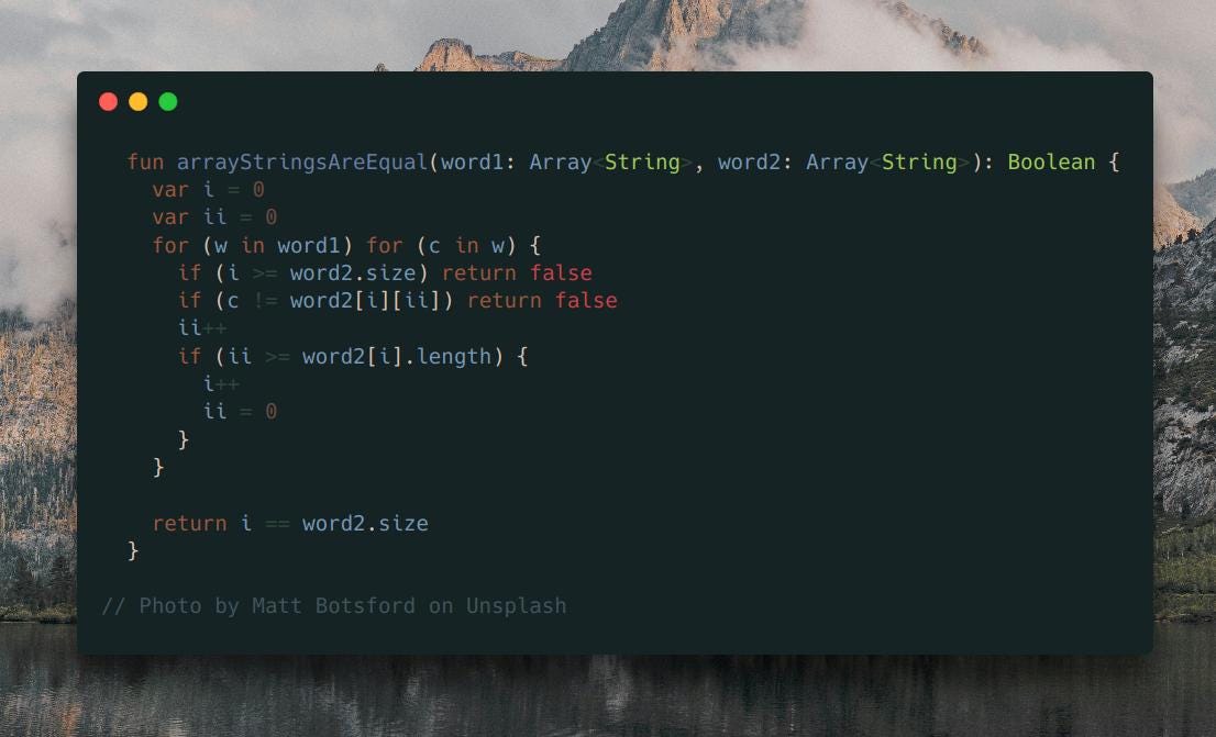 01122023 1662 Check If Two String Arrays Are Equivalent