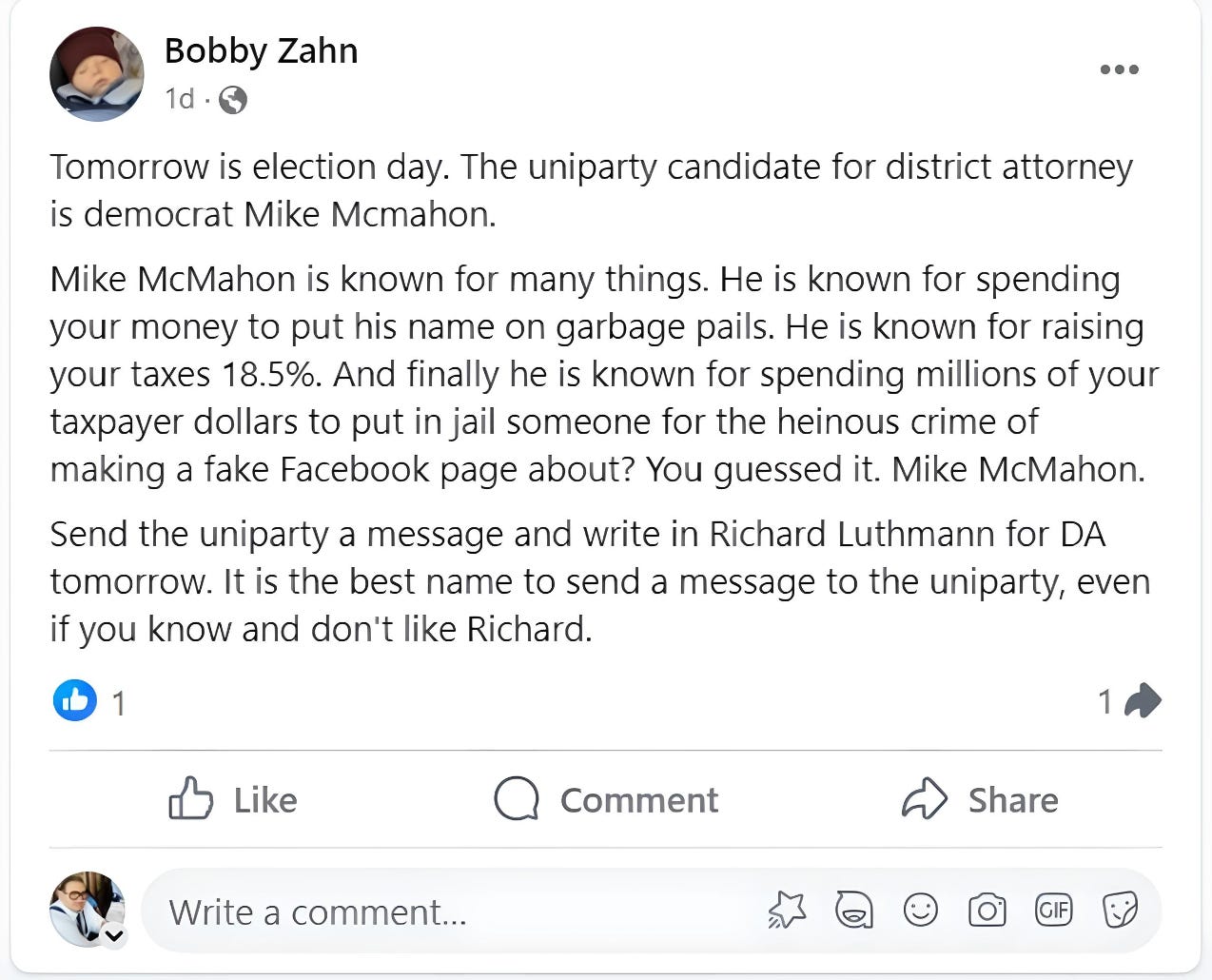Was Luthmann Beneficiary of Bobby Zahn's Write-In Campaign Against the ...