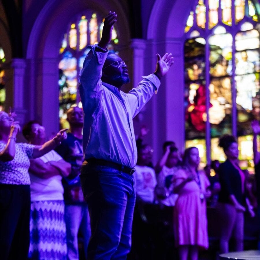 A Gallery Of The Faithful Gathering For Church. Album 52
