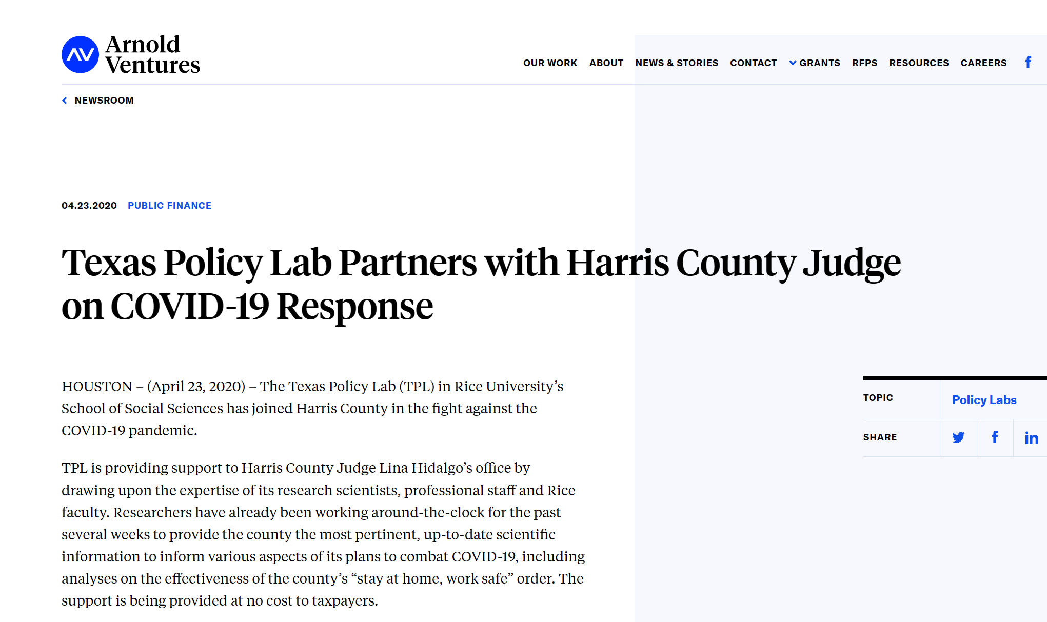 Arnold Ventures Money Trail with Covid and Elections