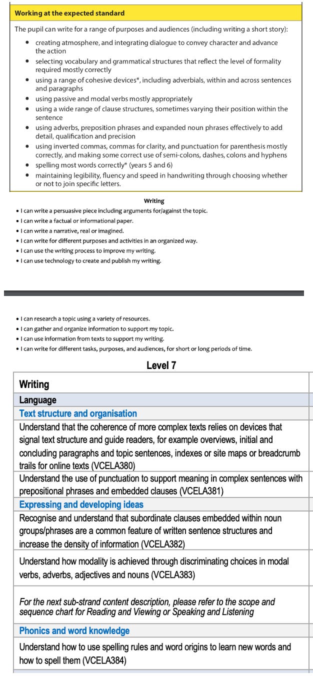 The No More Marking Writing Progression