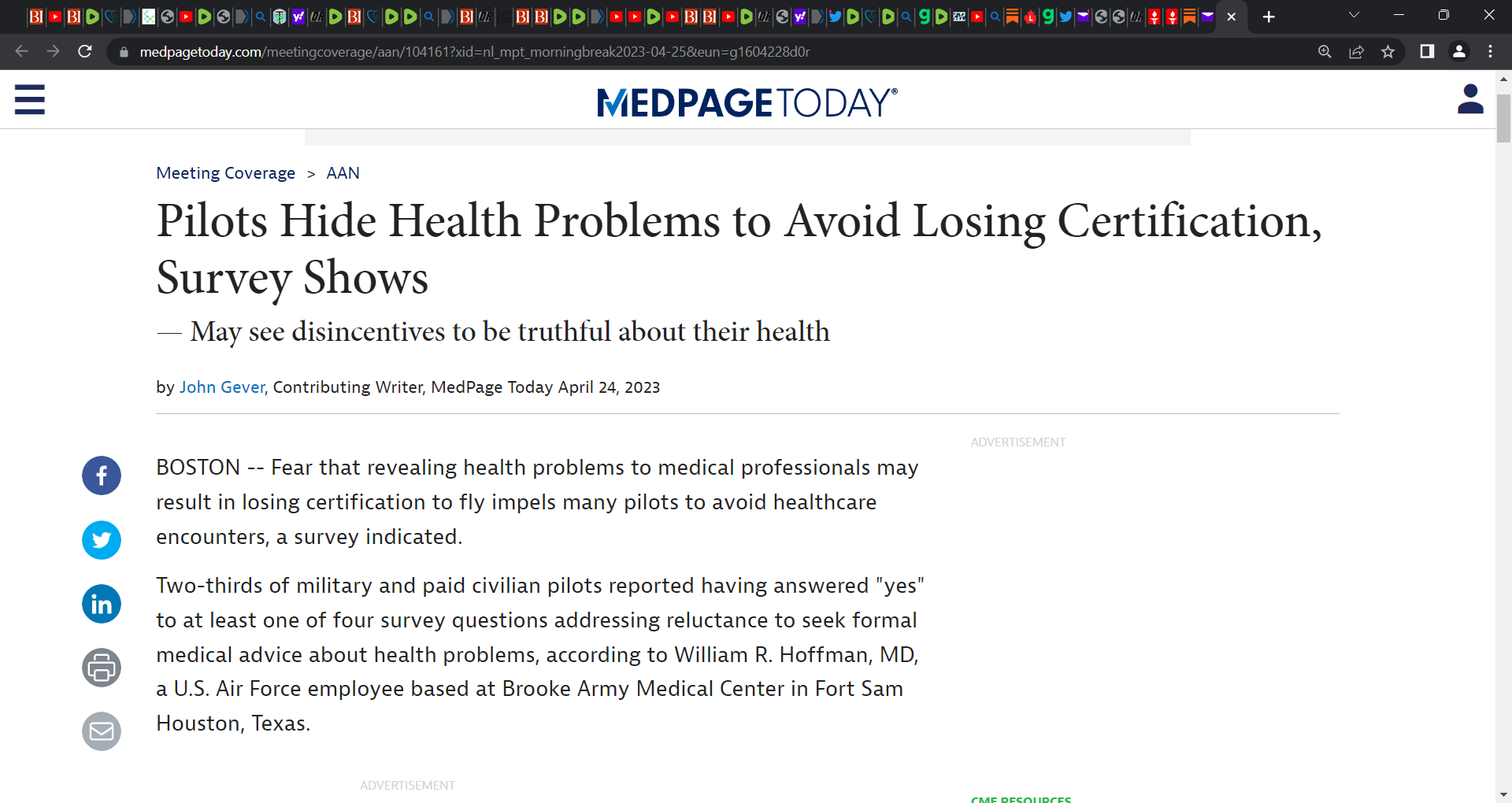 2019 survey of pilots revealed a shocking 79% answered YES to “ever fe ...