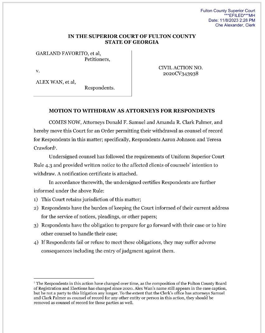 Fulton County Defense Attorneys Move to Withdraw from 2020 Election ...
