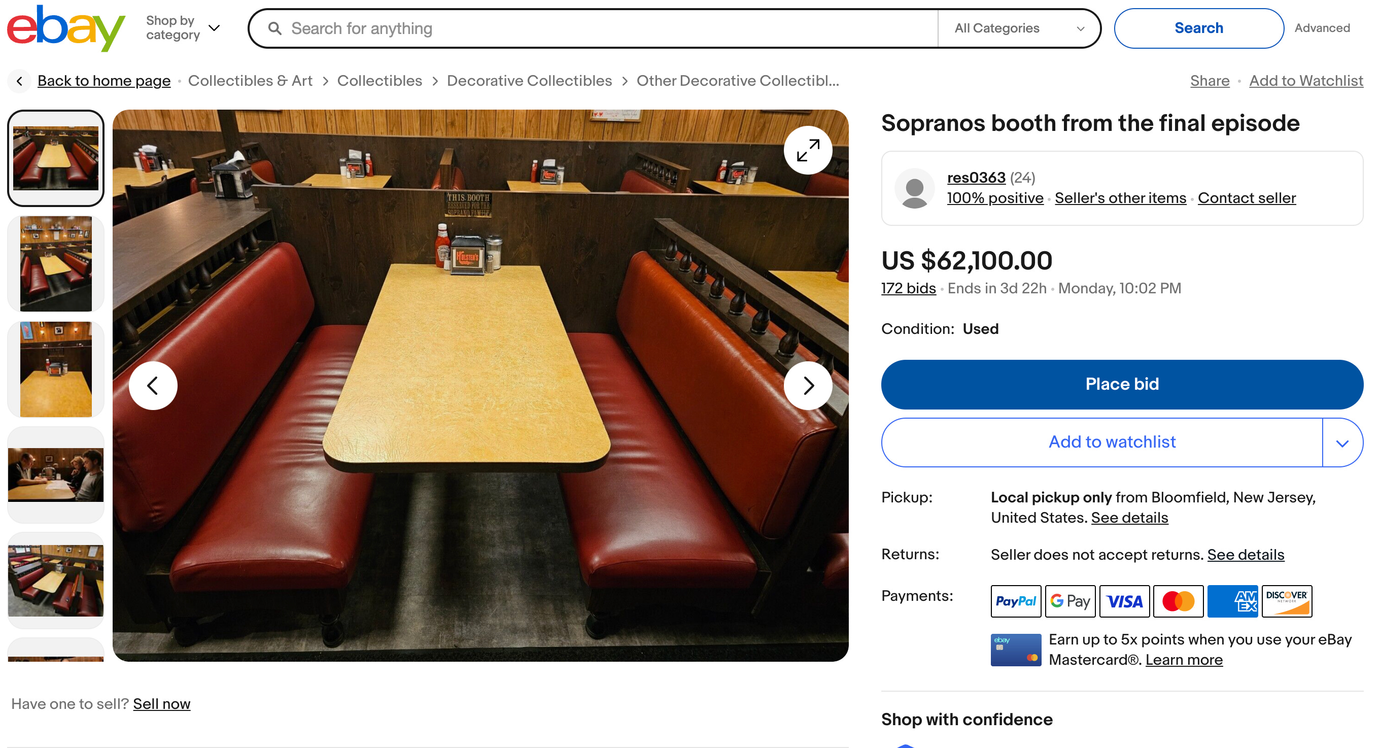 Update: Famous 'Sopranos' booth at Holsten's sells for $82,600 in eBay ...