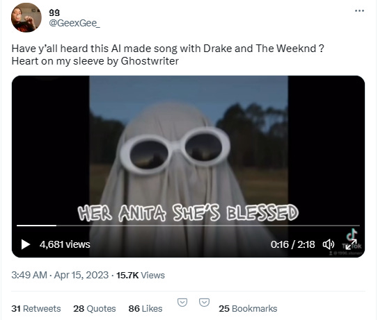 This AI generated Drake song is blowing up the Internet