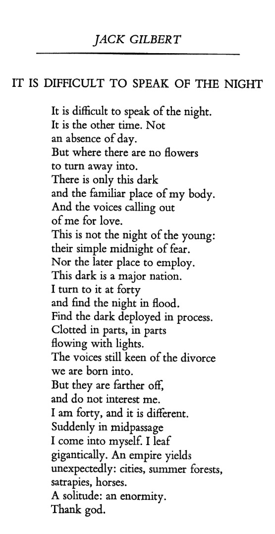 Notes from the Hatch: Speaking of the Night