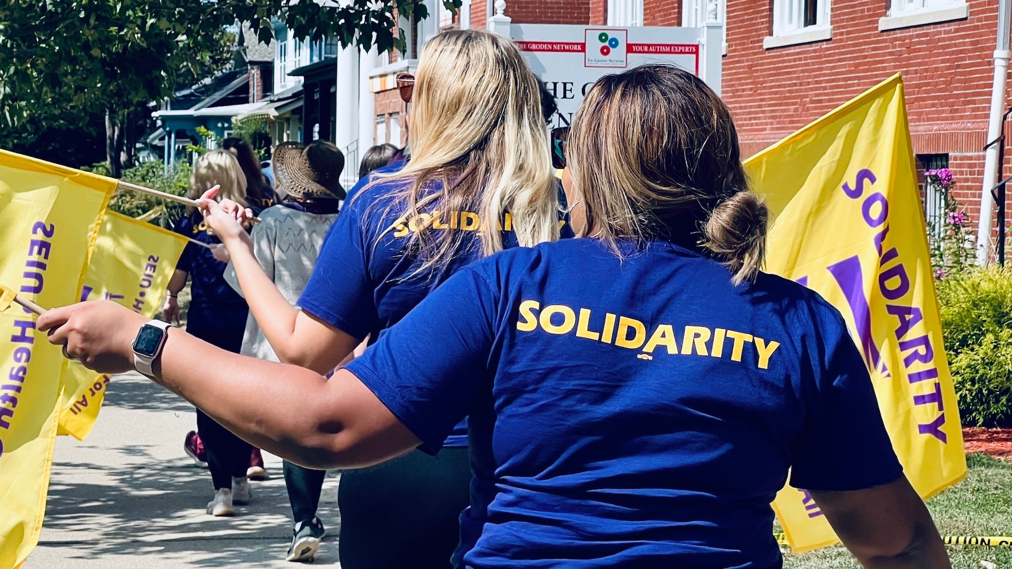 Day two of the 3-day Groden Center strike features a dozen General ...