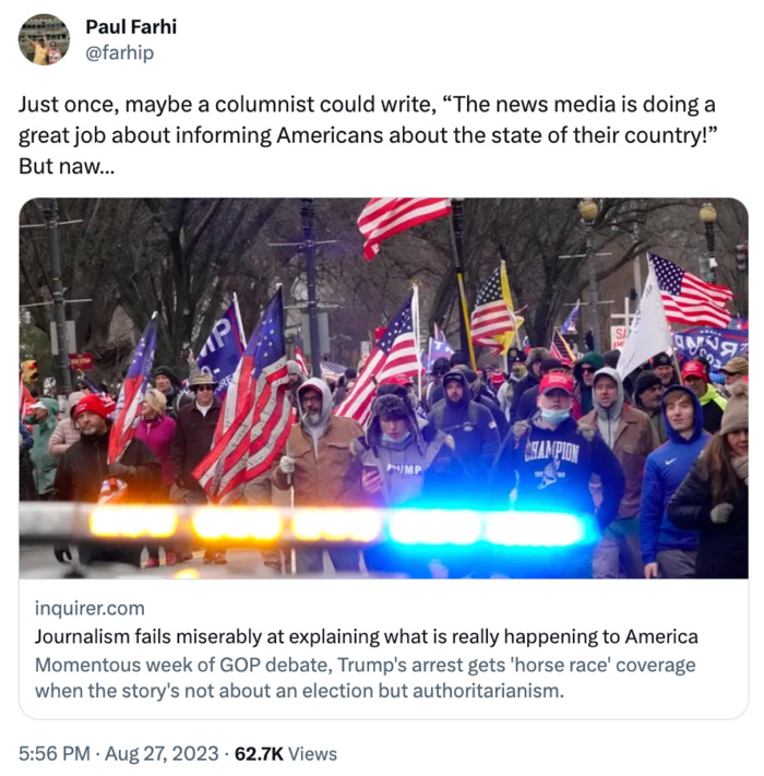 Give Me a Reason to Write, "The News Media is Doing a Great Job About ...