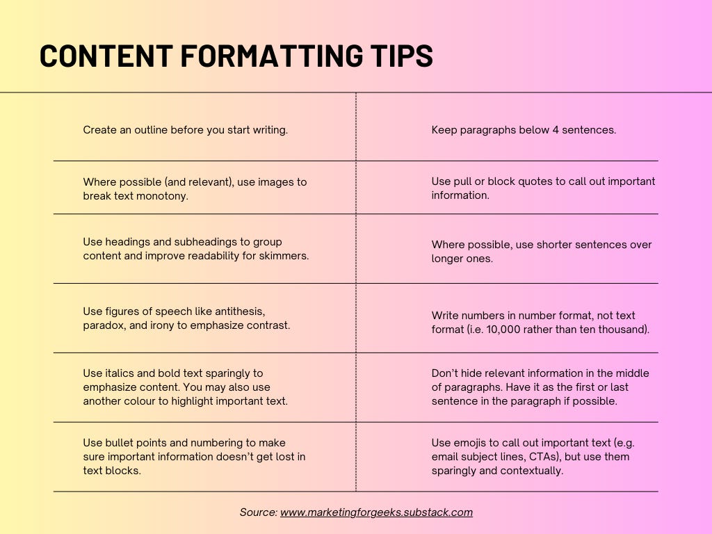 MFG #11: Switching Costs, Shareable Content & Content Formatting.