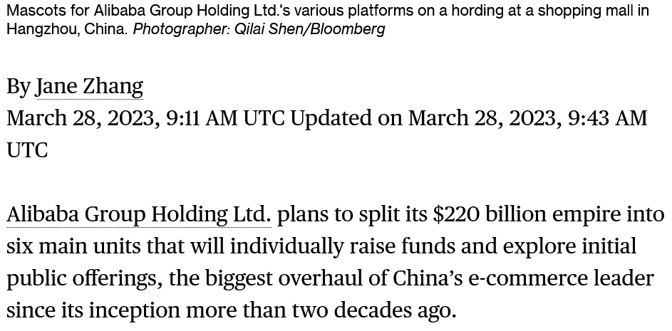 Alibaba Splits Into Six Units, Plans New IPOs in Major Overhaul
