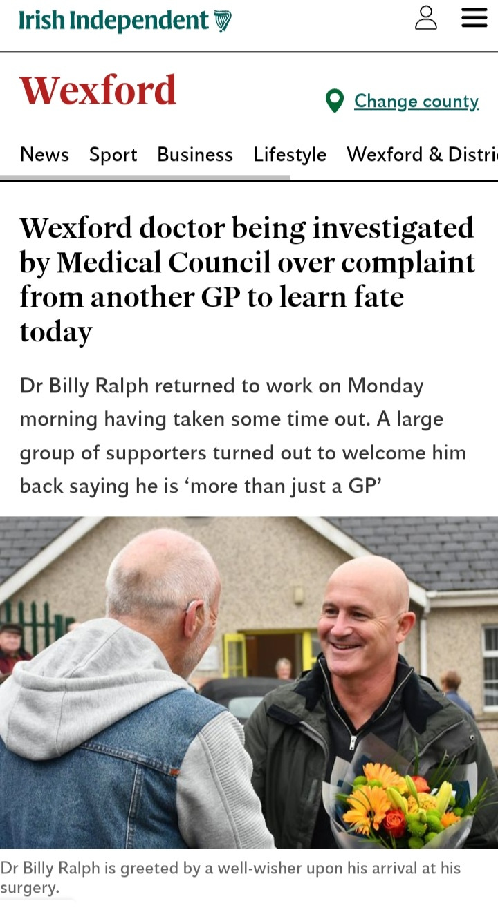 Dr Billy Ralph's letter to the Irish Times