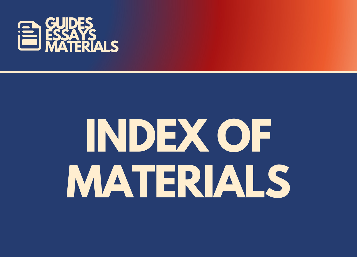 Index of Materials - by Brandon Merrill
