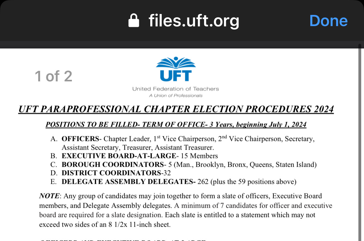 Mulgrew's Unity Caucus makes up new rules for Para Chapter Elections, without our consent