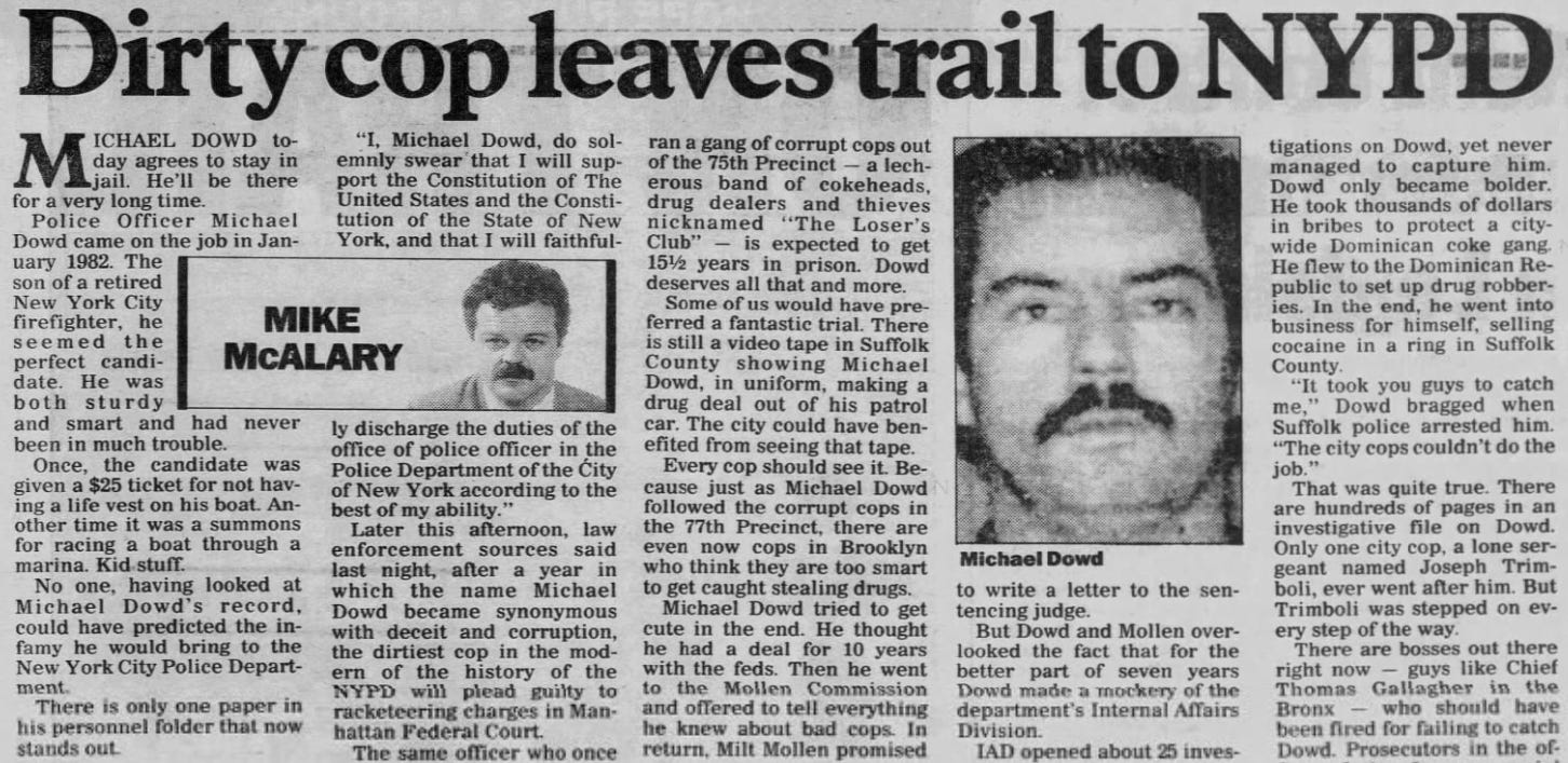 The NYPD's Dirtiest Cop: Michael Dowd - by Anthony Zicari