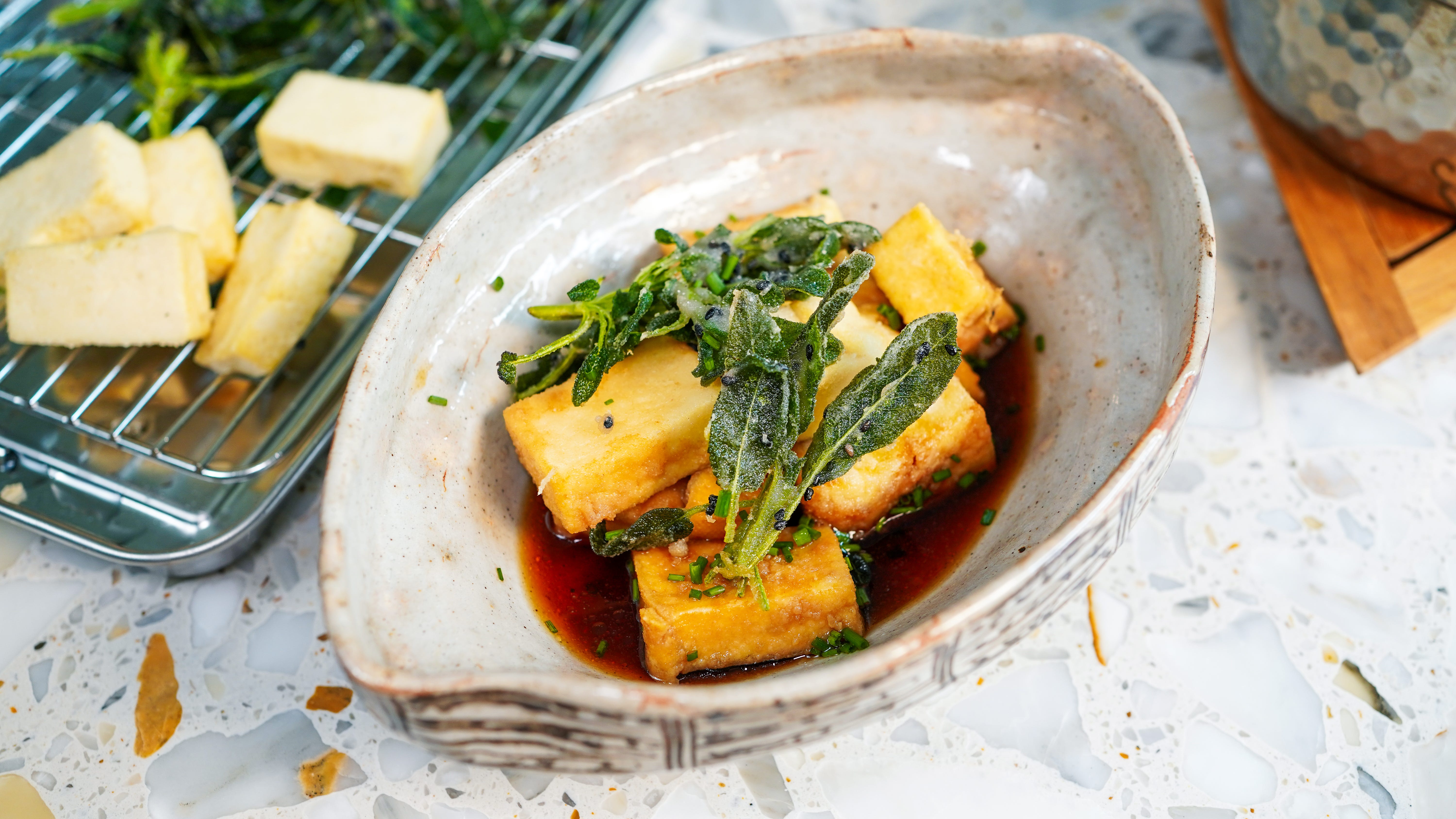 Agedashi Tofu with Fried Sage Recipe - by Yuki Gomi