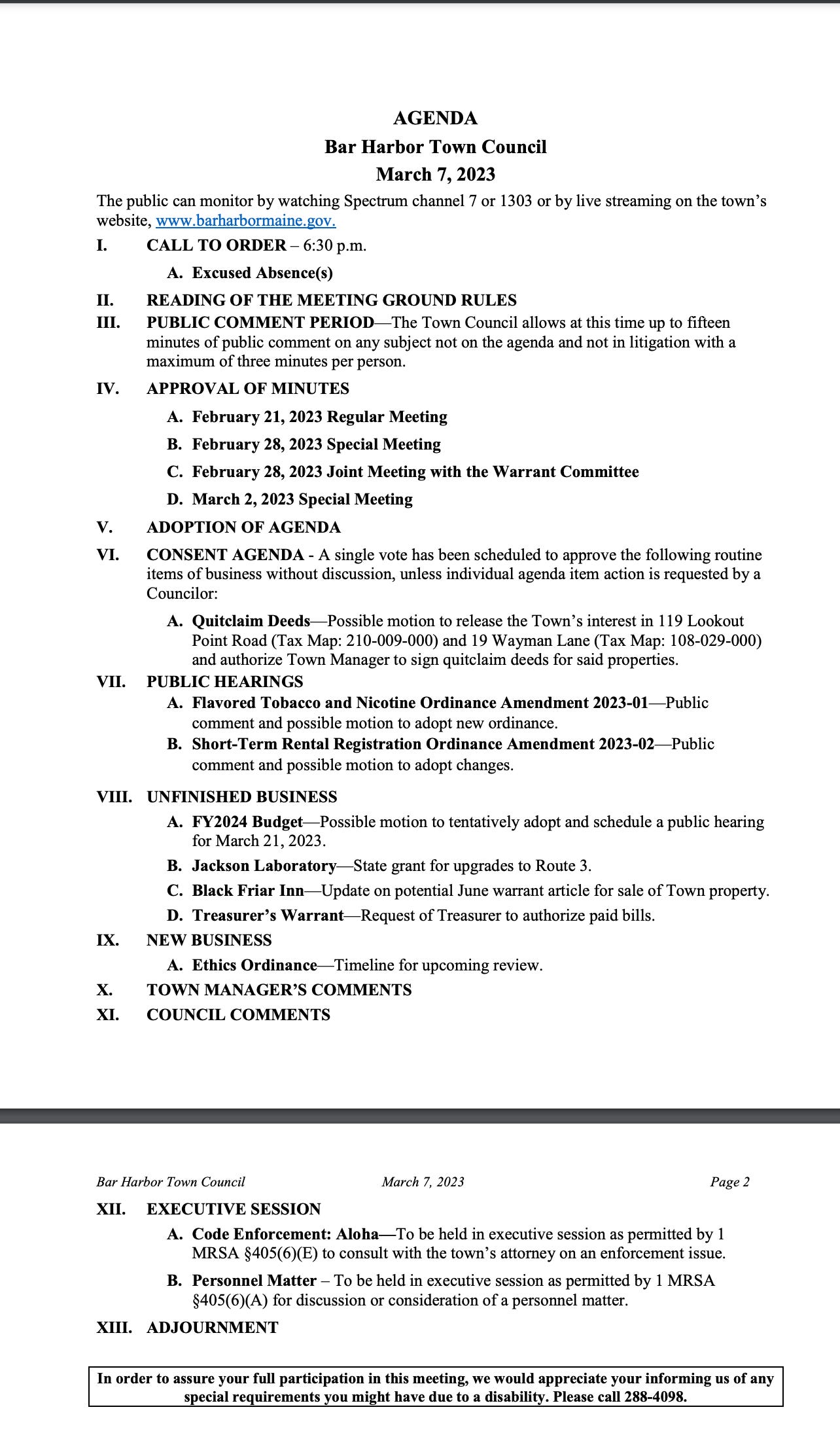 On The Agenda and Nomination Papers Available