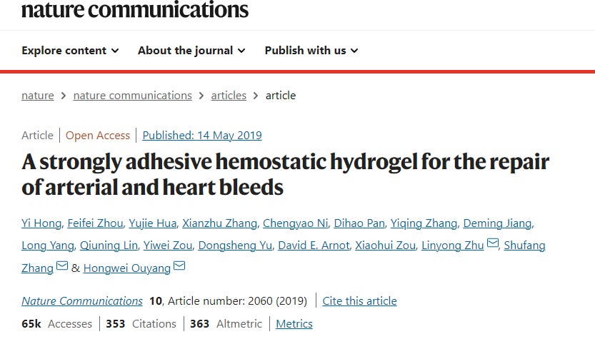Hydrogel Coagulates Blood and Causes Blood Clots