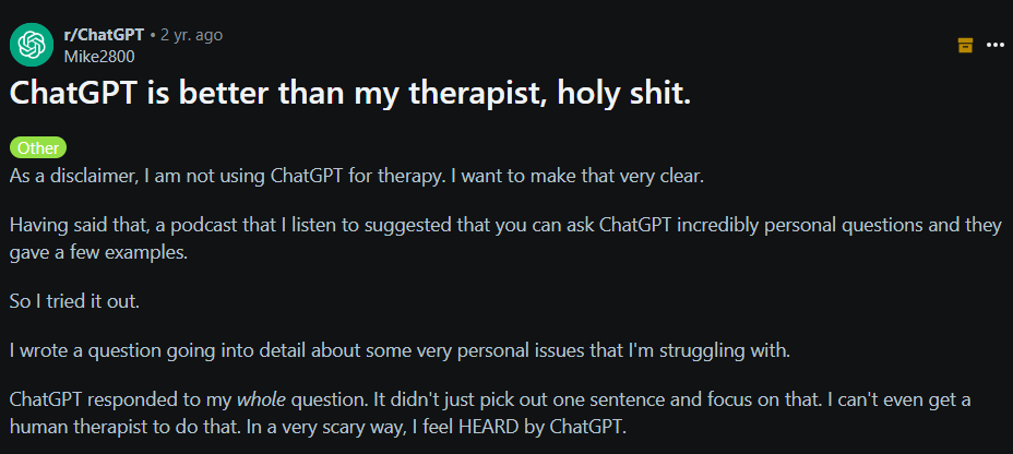 "dear ChatGPT, I'm alone and depressed" - by Duy Le