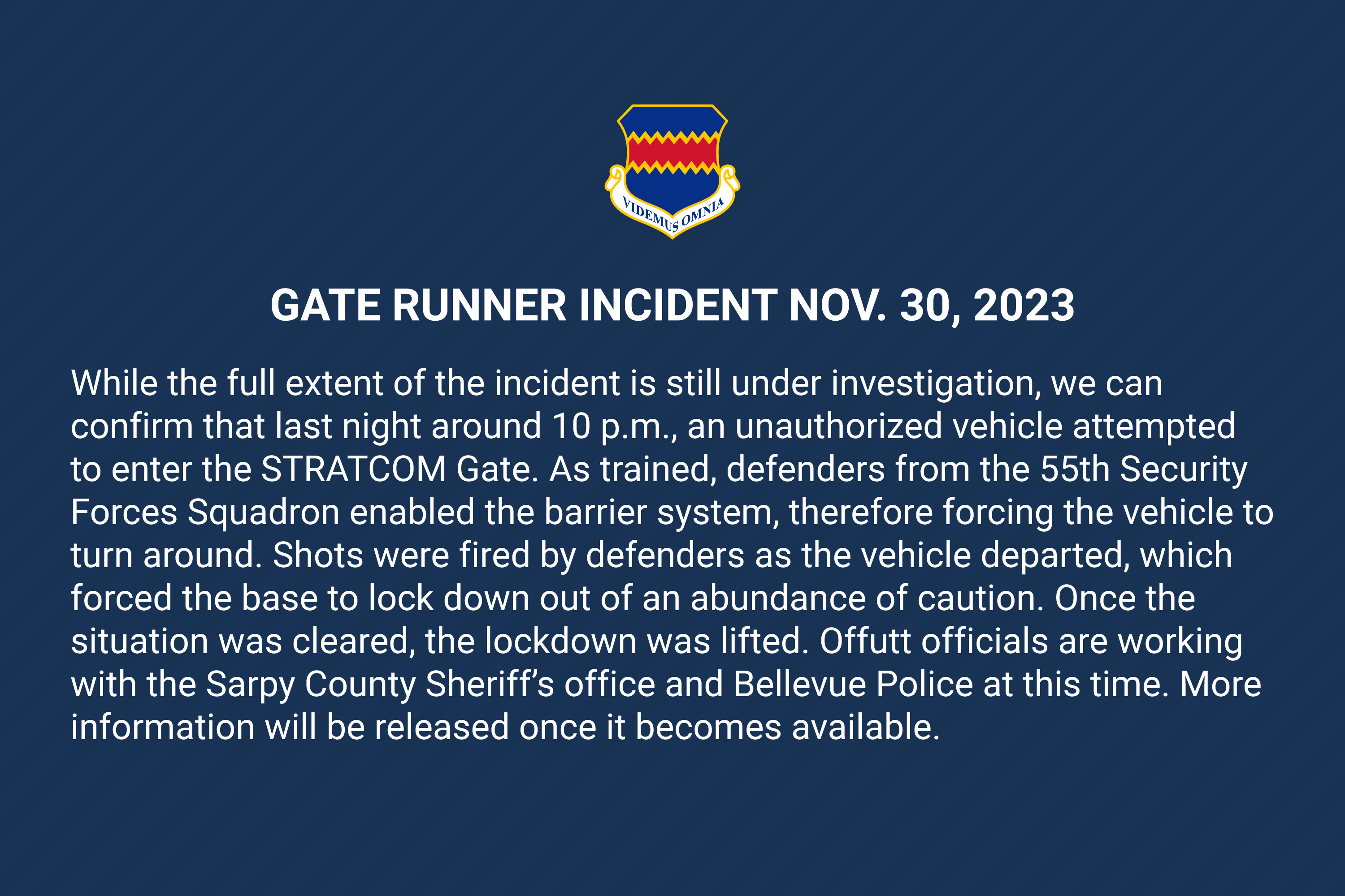 Offutt Air Force Base Gate Runner Incident Put Base On Lockdown