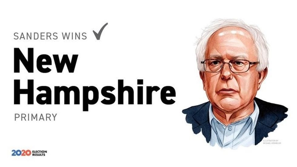 Sanders Wins New Hampshire With Nana's Best Grandson Close Behind
