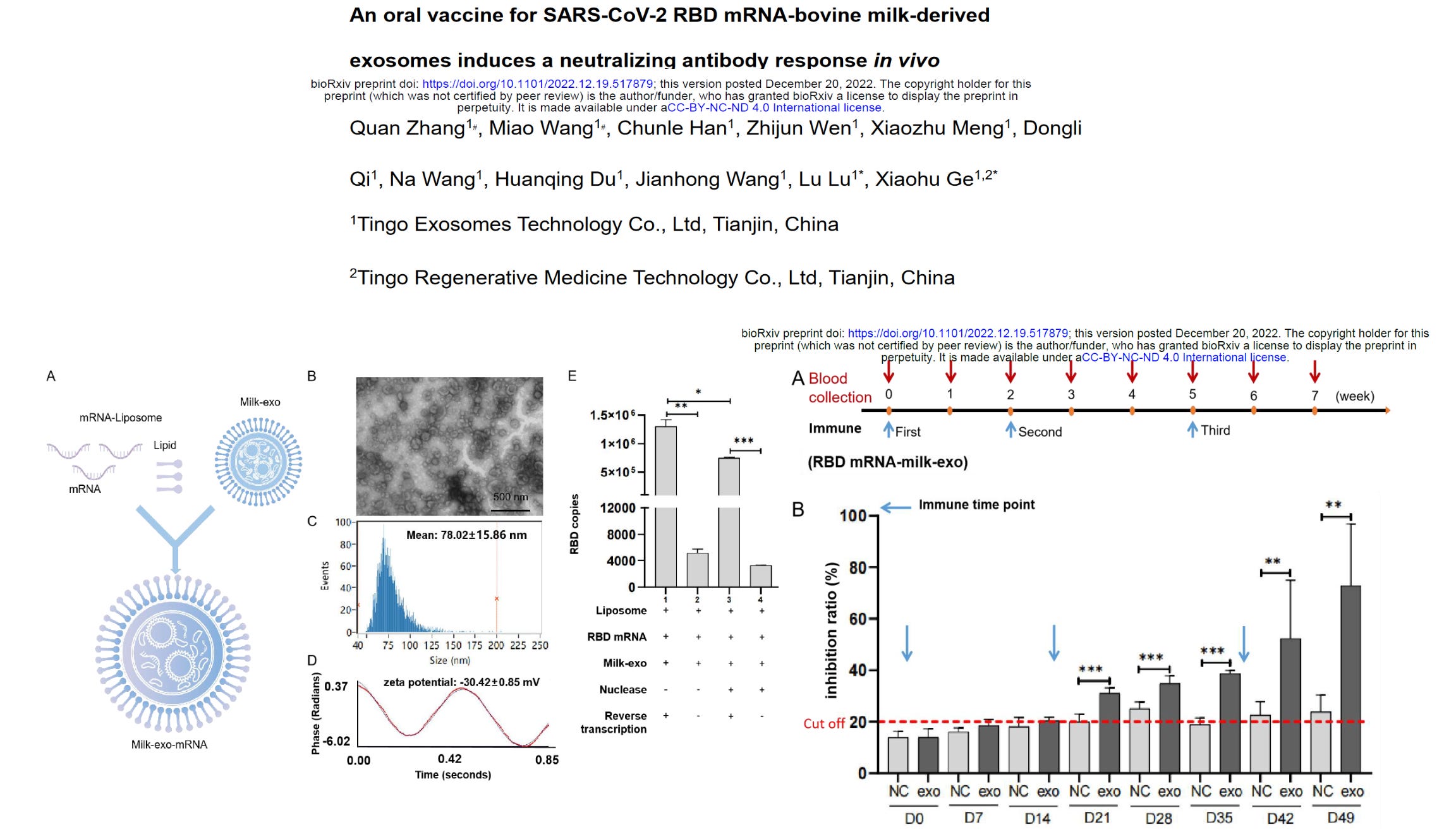 Chinese Load Cow's Milk with mRNA Exosomes--Successfully Immunize Mice