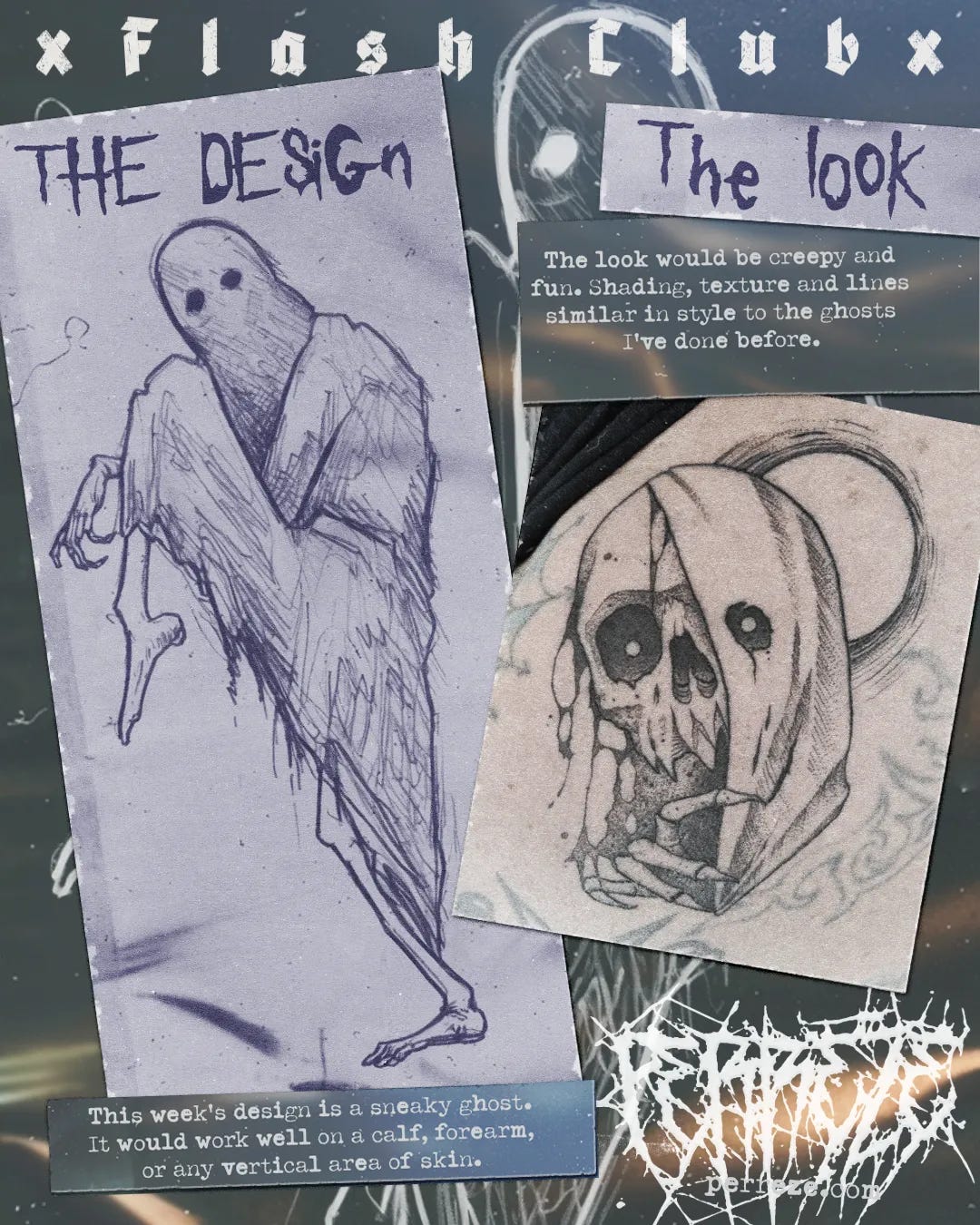 01 Sneaky Ghost // Tattoo Flash [claimed] - by Joe Perreze