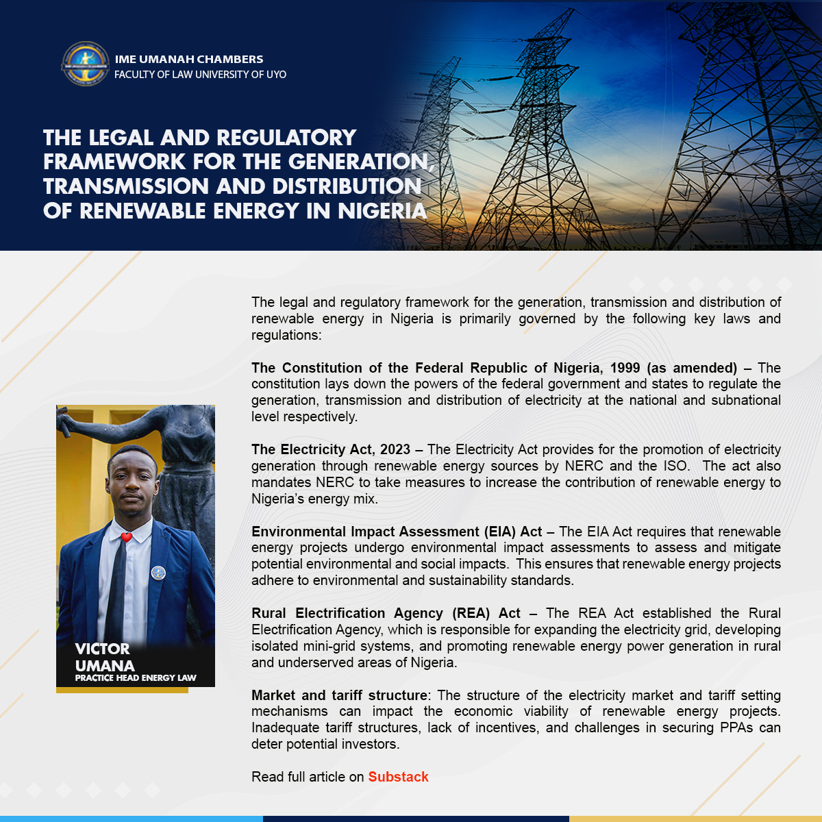 AN OVERVIEW ON ENERGY LAW: - by IME UMANAH CHAMBERS