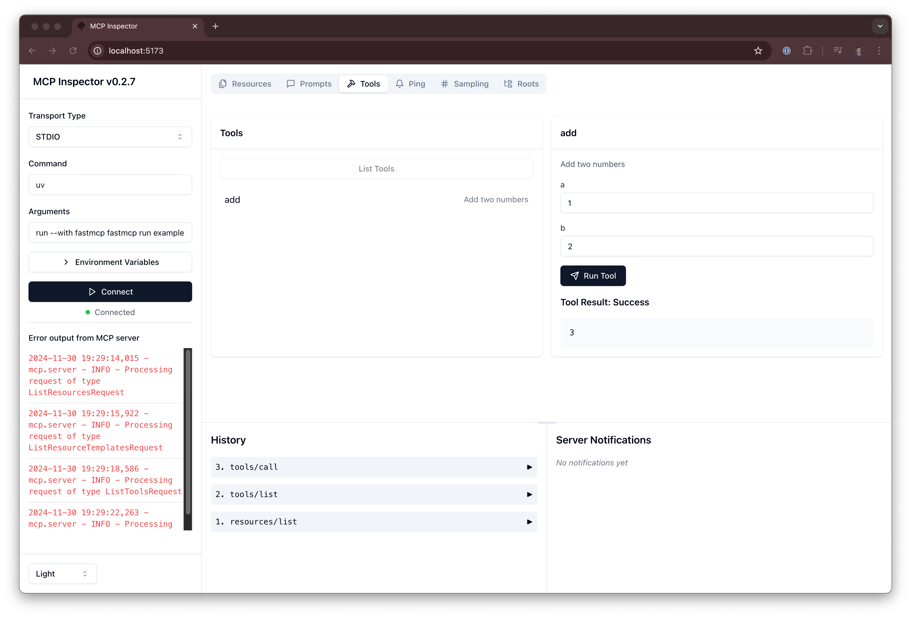 FastMCP: Lightweight LLM Server-Client Framework