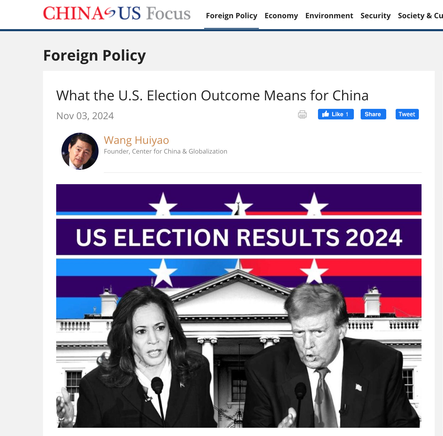 Henry Huiyao Wang on What the U.S. Election Outcome Means for China
